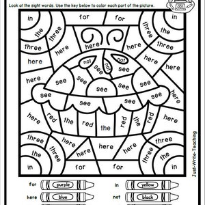 Color by Sight Word Pre-primer Thanksgiving Activity Pack! - Etsy