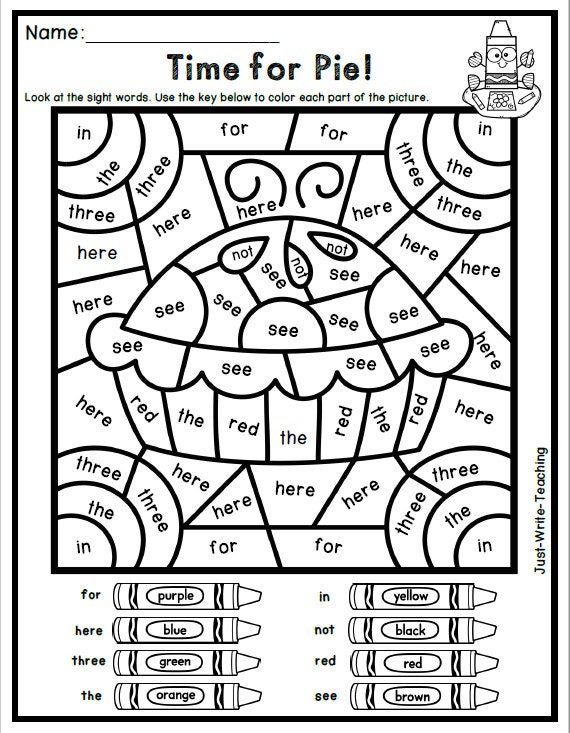 Color by Sight Word Pre-primer Thanksgiving Activity Pack! - Etsy