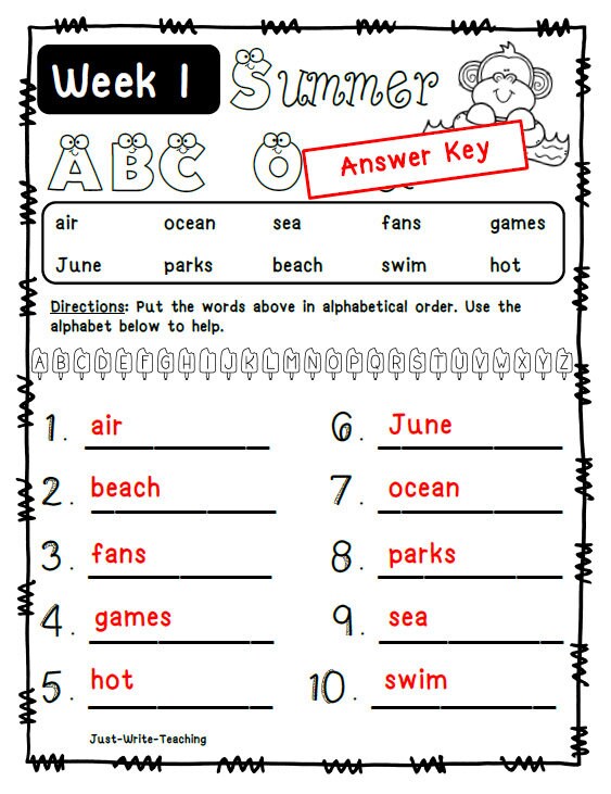 Summer ABC Order Activity Pack - Etsy
