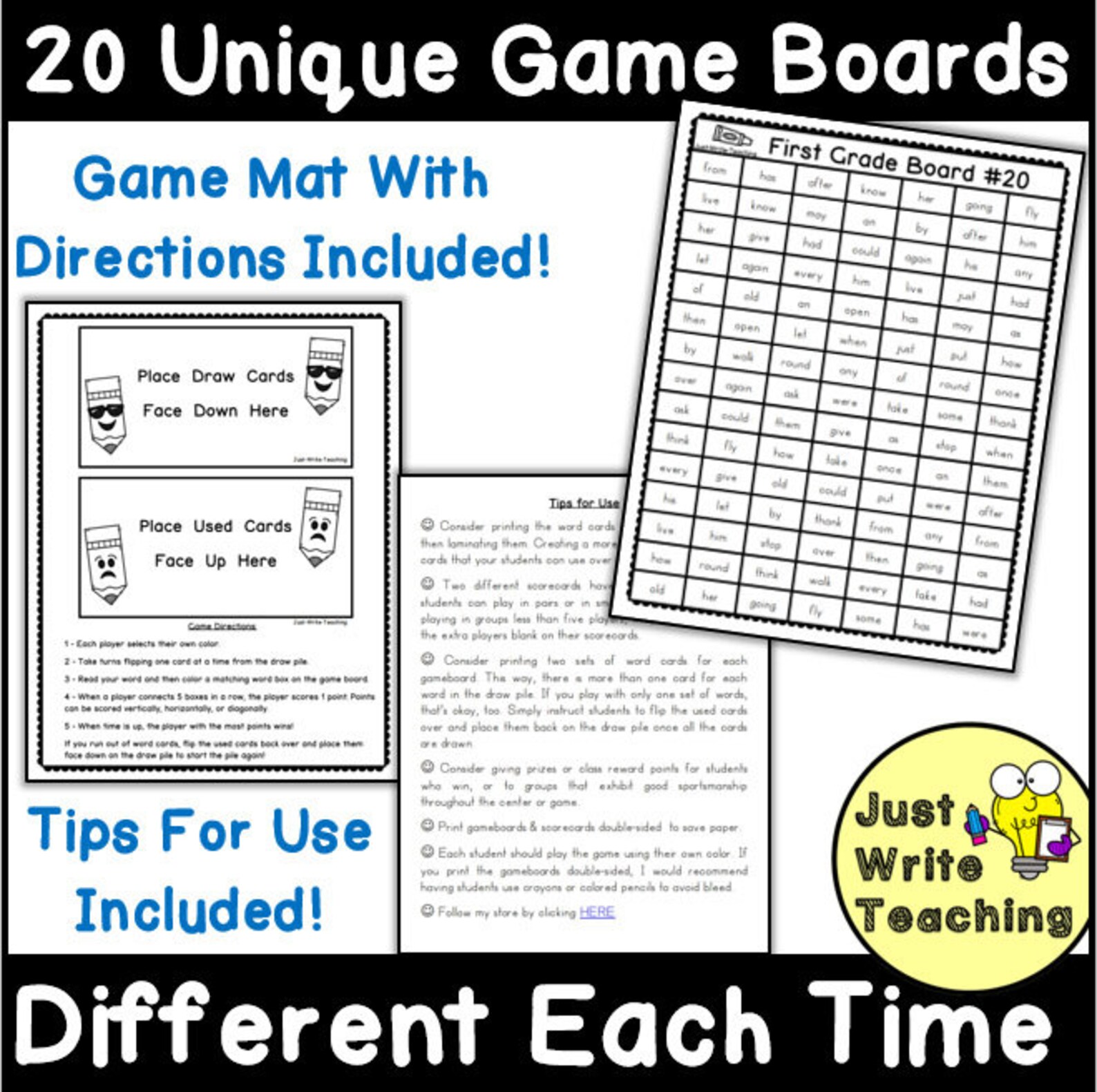 Connect 5 Sight Words Game - BUNDLE - Etsy