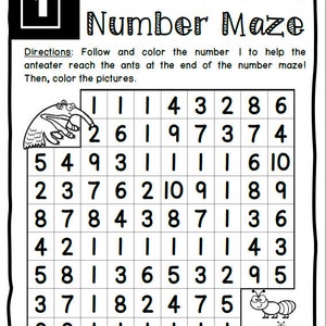 Number Mazes for Number Recognition Practice (1 to 10) - Etsy