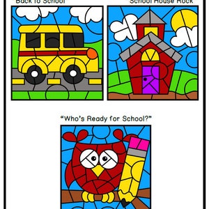 Back to School Color by Addition and Subtraction - Etsy