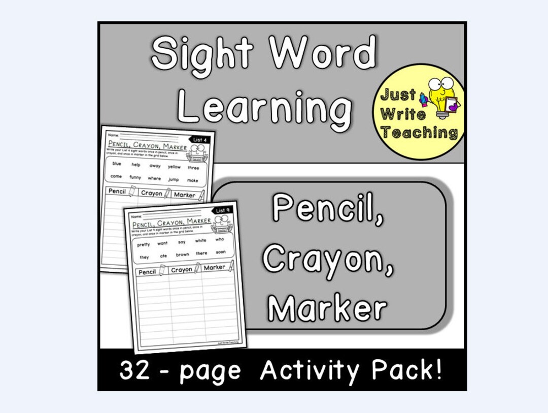 Sight Word Pencil, Crayon, Marker Activities - Etsy