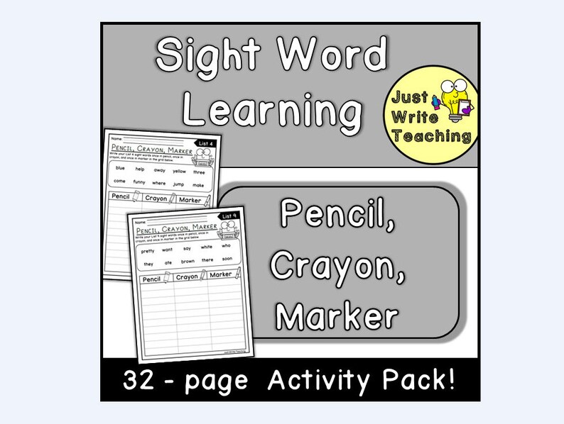 Sight Word Pencil Crayon Marker Activities - Etsy