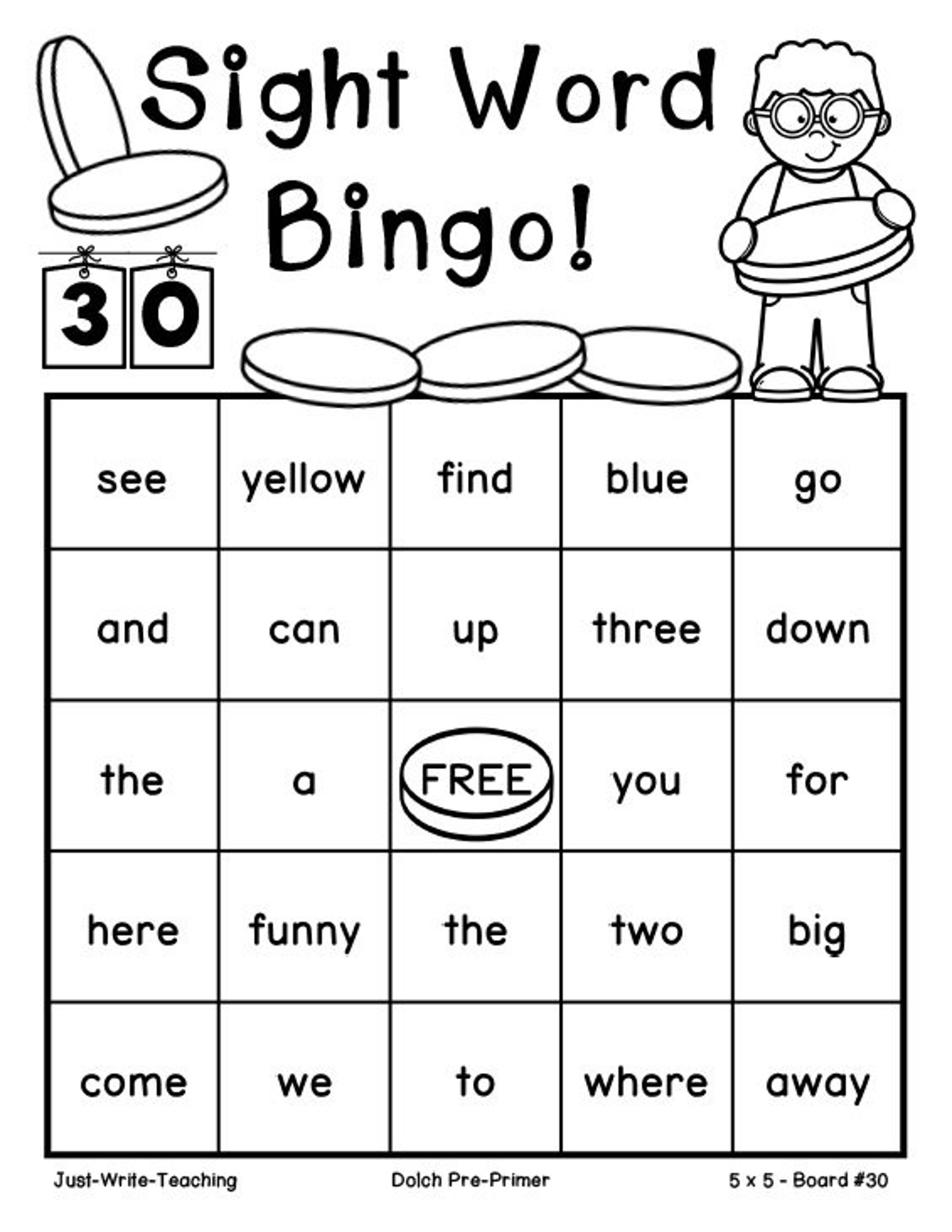 Sight Word Bingo - Dolch Pre-primer - Etsy