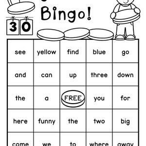 Sight Word Bingo - Dolch Pre-primer - Etsy