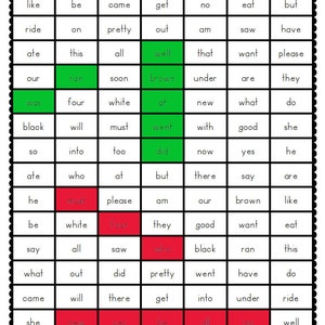 Connect 5 Primer Sight Words Game - Etsy