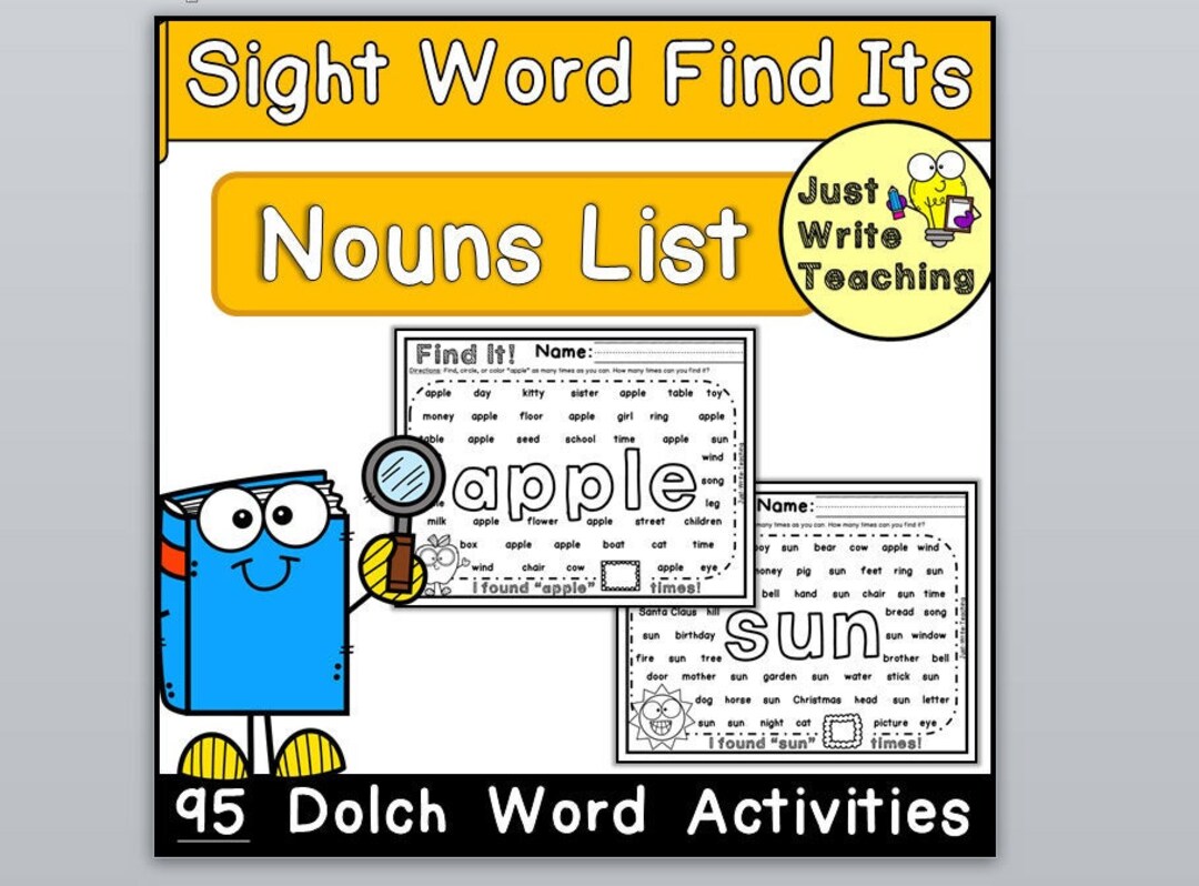 Dolch Nouns List Sight Word Find It Activities - Etsy