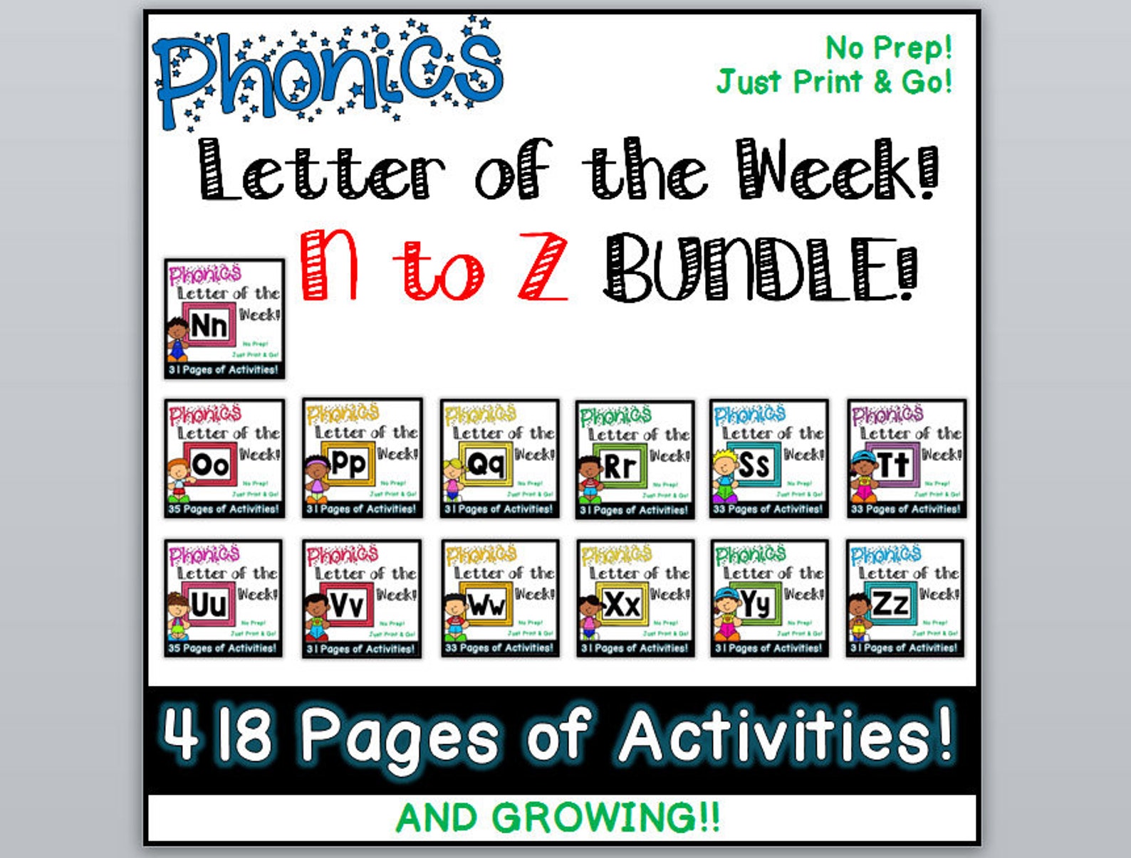 Phonics Letter of the Week Growing MEGA Bundle N to Z - Etsy