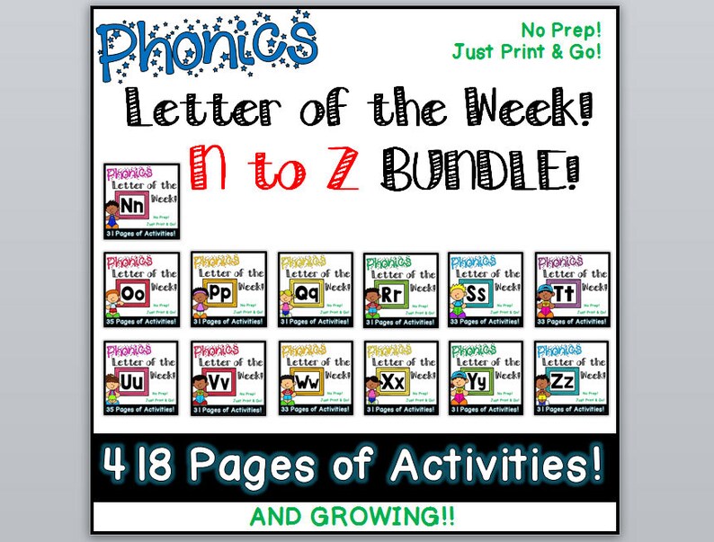 Phonics Letter of the Week Growing MEGA Bundle N to Z - Etsy