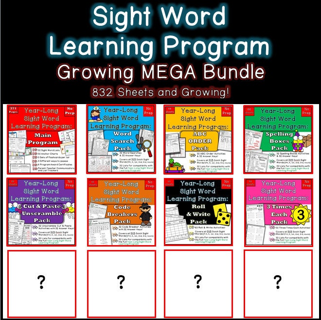 Dolch Sight Word Learning MEGA Bundle Full Year Program | Etsy