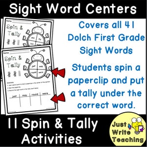 First Grade Sight Word Centers - Spin Graph and Tally - Etsy