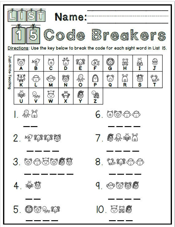 Sight Word Code Breakers Activity Pack - 66 Pages - Distance Learning ...