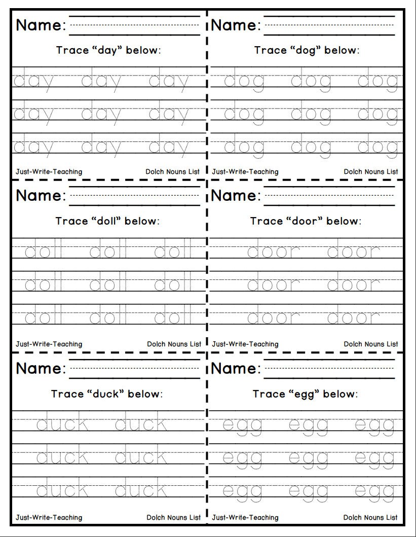 Dolch Nouns List Sight Word Task Cards - Etsy