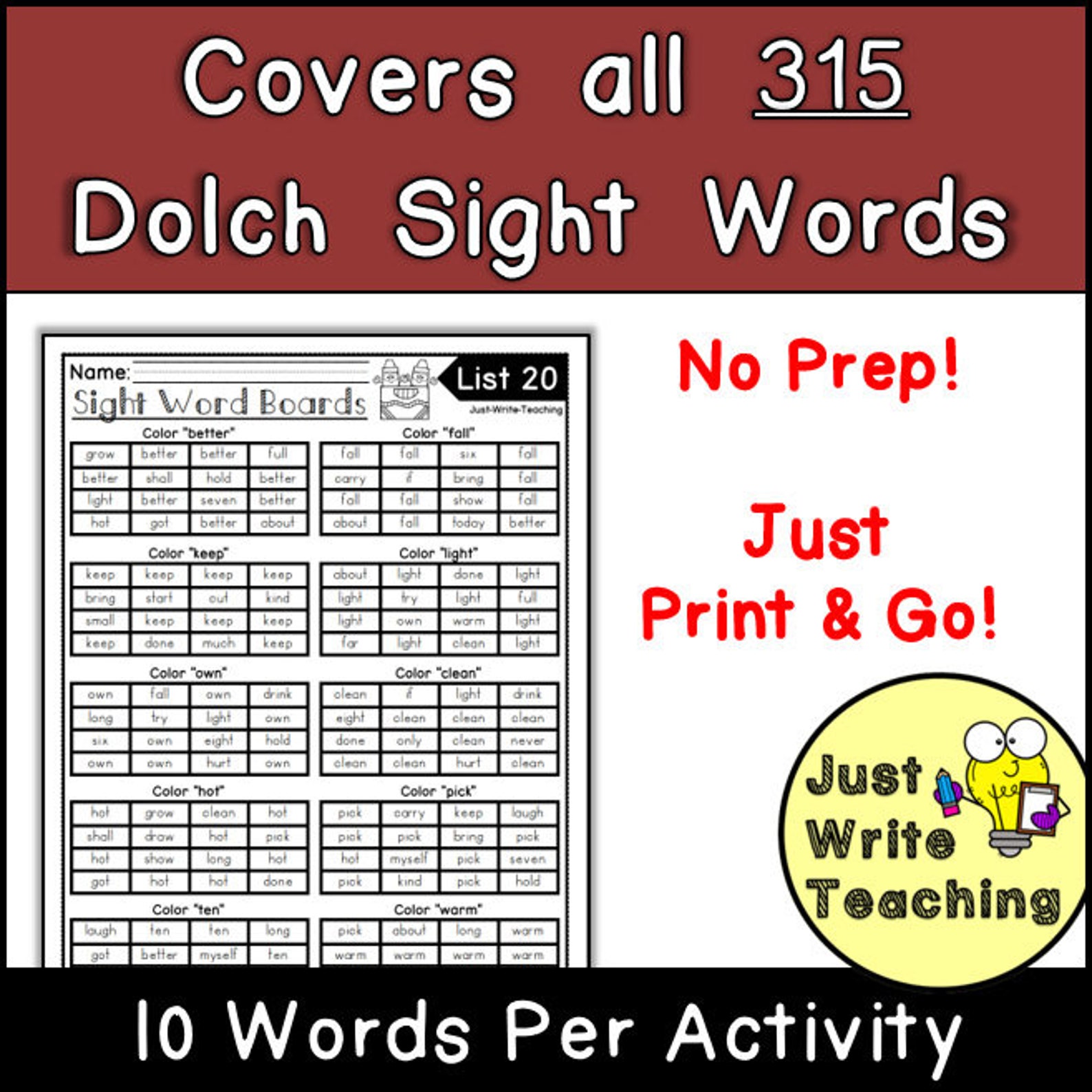 Sight Word Activities - Word Boards - Etsy