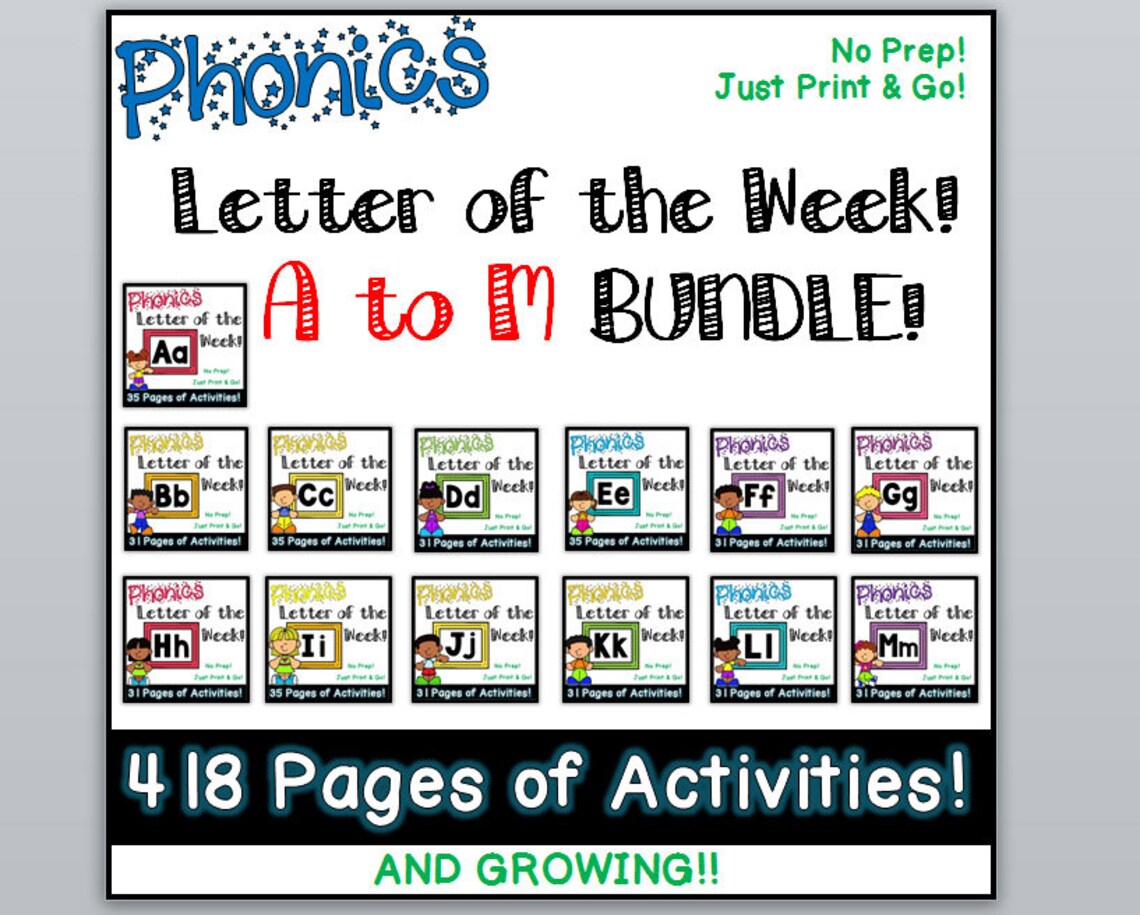 Phonics Letter of the Week Growing MEGA Bundle A to M - Etsy
