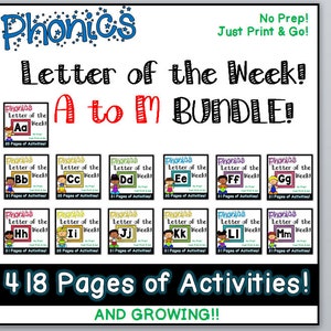 Phonics Letter of the Week Growing MEGA Bundle - A to M - Etsy