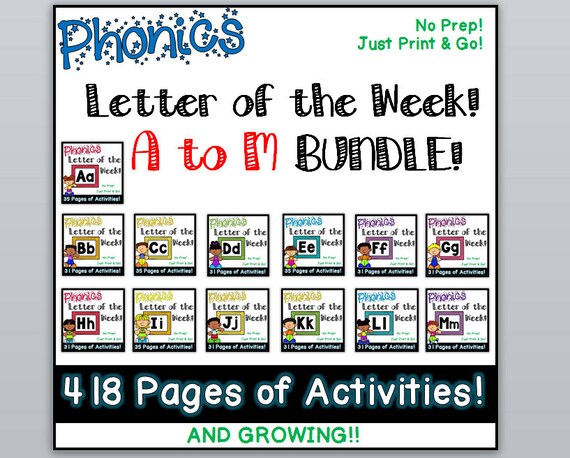 Phonics Letter of the Week Growing MEGA Bundle A to M | Etsy
