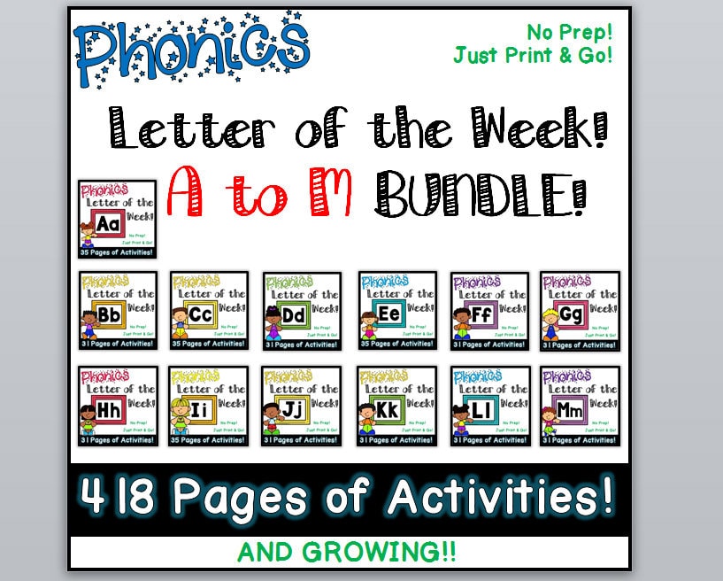 Phonics Letter of the Week Growing MEGA Bundle - A to M - Etsy