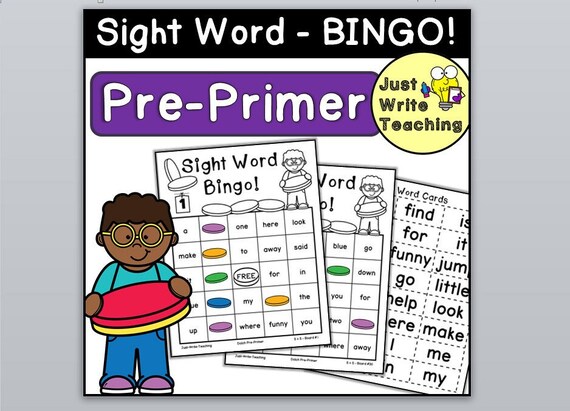 Sight Word Bingo Dolch Pre-primer - Etsy
