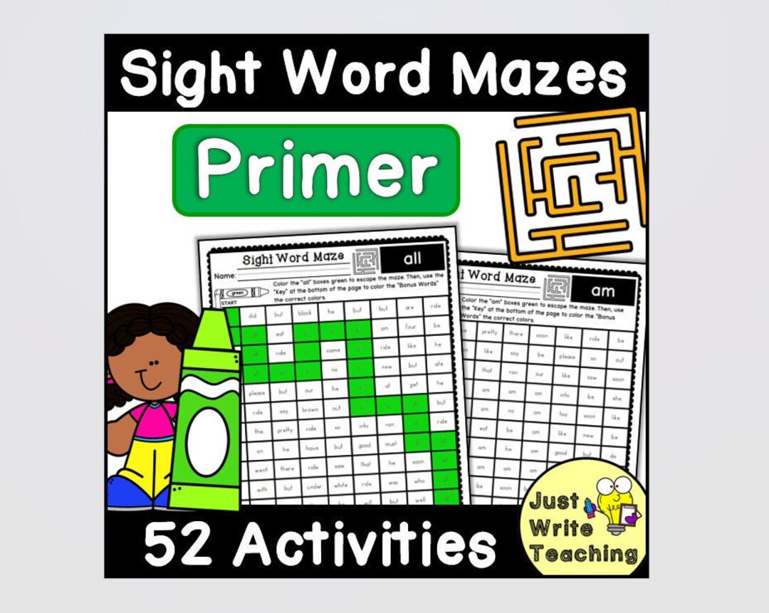 Primer Sight Word Mazes - Etsy