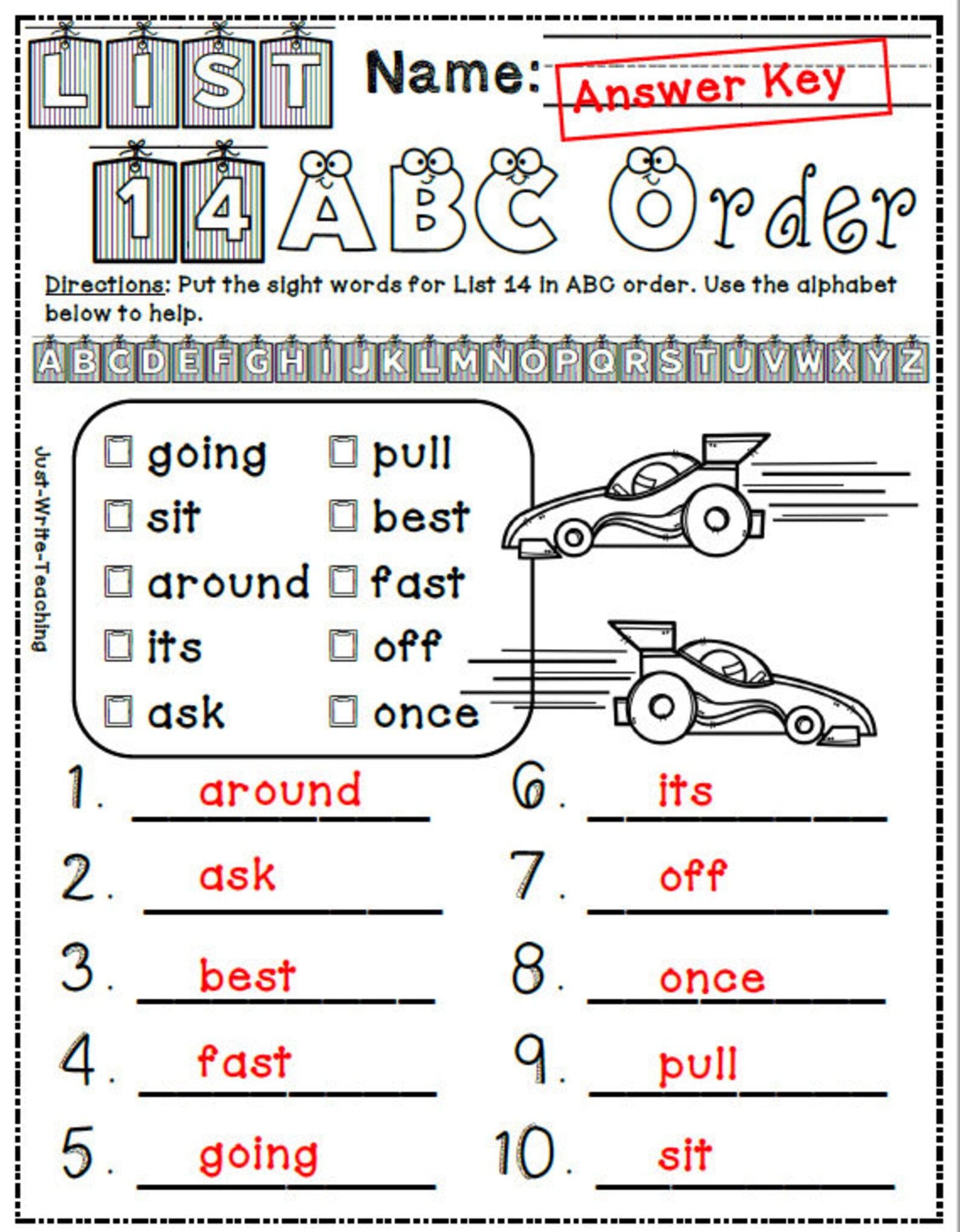 Sight Word ABC Order Activity Pack - 32 Activities! - Etsy
