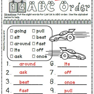 Sight Word ABC Order Activity Pack - 32 Activities! - Etsy