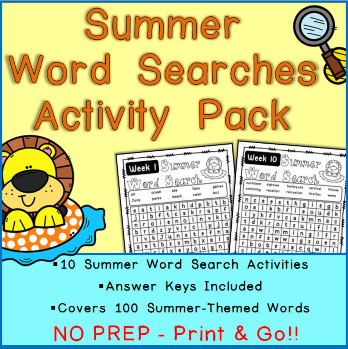 Summer Word Search Activity Pack - Etsy UK