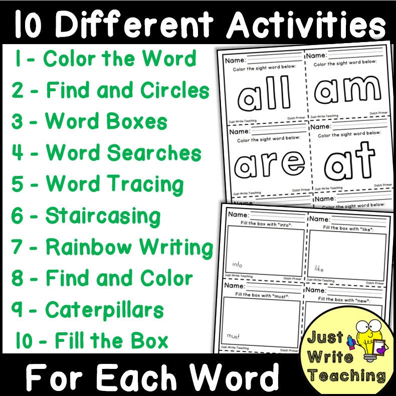 Dolch Primer Sight Word Task Cards - Etsy