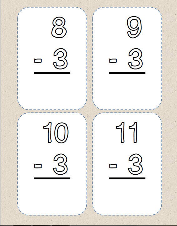 Subtraction Flash Cards - Elementary Math - Distance Learning - Etsy