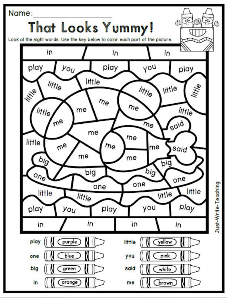 Color by Sight Word Pre-primer Thanksgiving Activity Pack! - Etsy