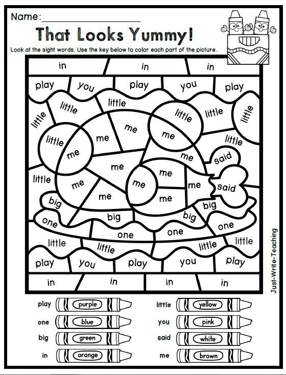 Color by Sight Word Pre-primer Thanksgiving Activity Pack! - Etsy