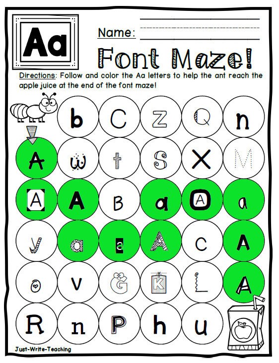 Letter Font Mazes Alphabet Activities A to Z Practice 26 Sheets - Etsy