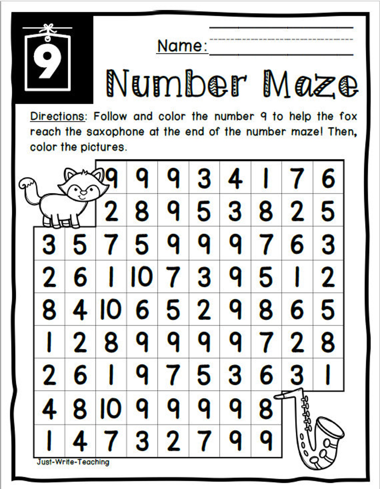 Number Mazes for Number Recognition Practice (1 to 10) - Etsy