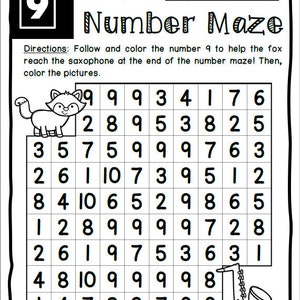 Number Mazes for Number Recognition Practice (1 to 10) - Etsy