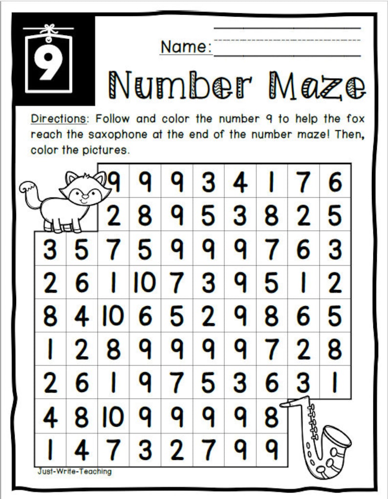 Number Mazes for Number Recognition Practice (1 to 10) - Etsy