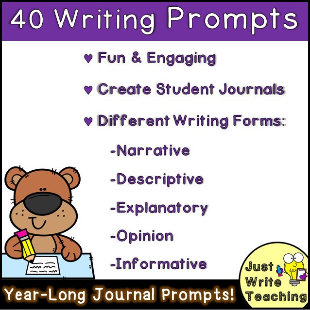 40 Elementary Writing Prompts (year-long, Fun & Engaging) Assessment ...