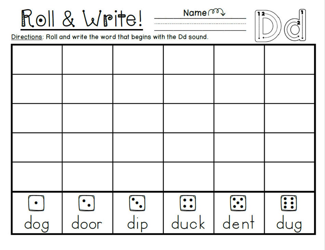 Beginning Sound Roll & Writes - Alphabet Activities - A to Z Practice ...