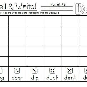 Beginning Sound Roll & Writes - Alphabet Activities - A to Z Practice ...