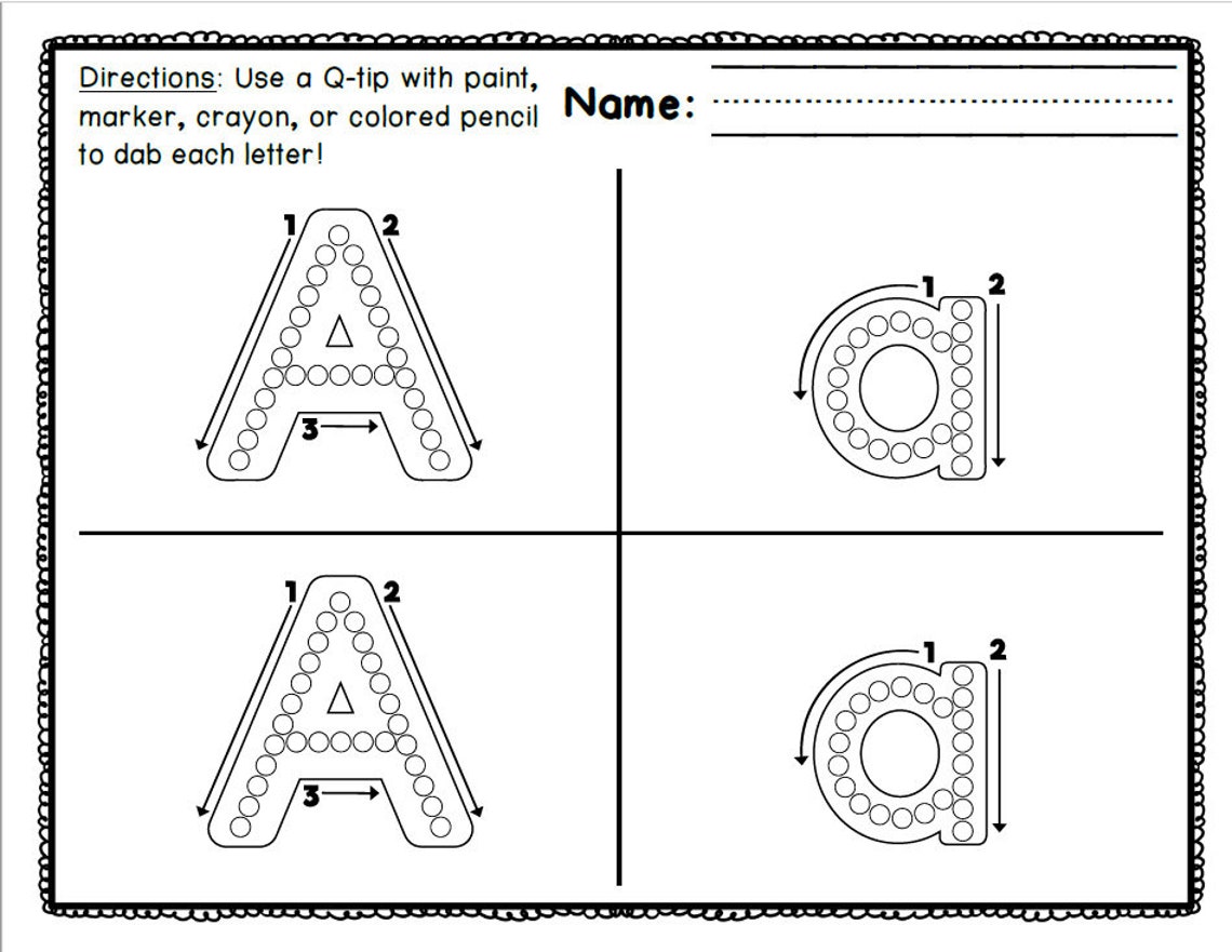 Letter Dabs Alphabet Activities A to Z Practice 78 Pages - Etsy