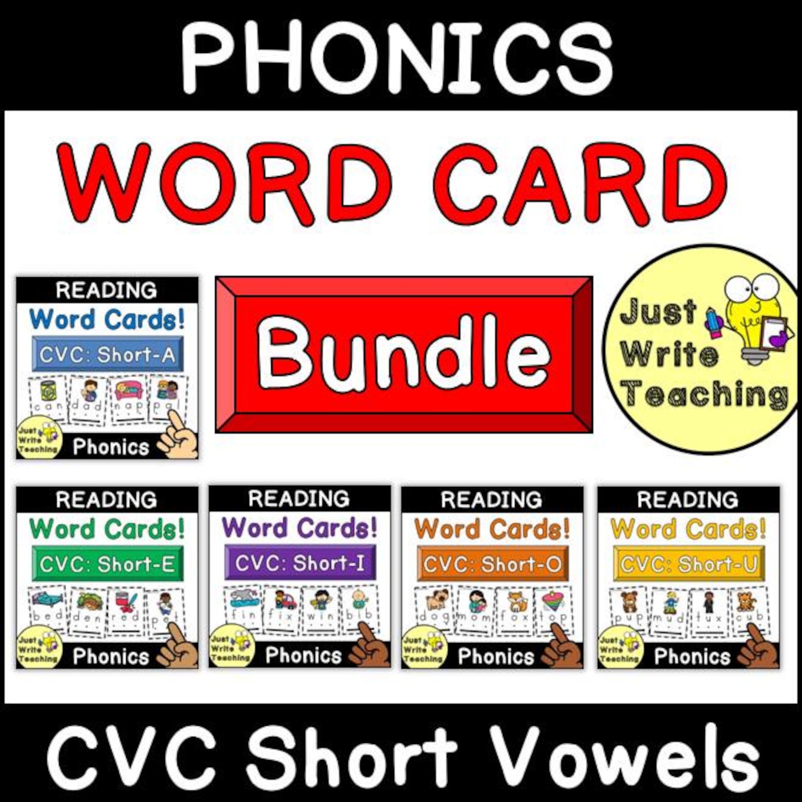 Phonics Word Cards - CVC Short Vowels BUNDLE - Etsy