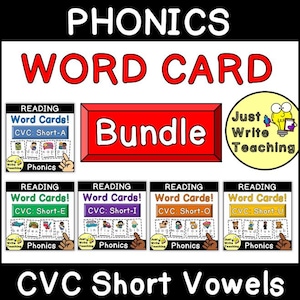 Phonics Word Cards - CVC Short Vowels BUNDLE - Etsy
