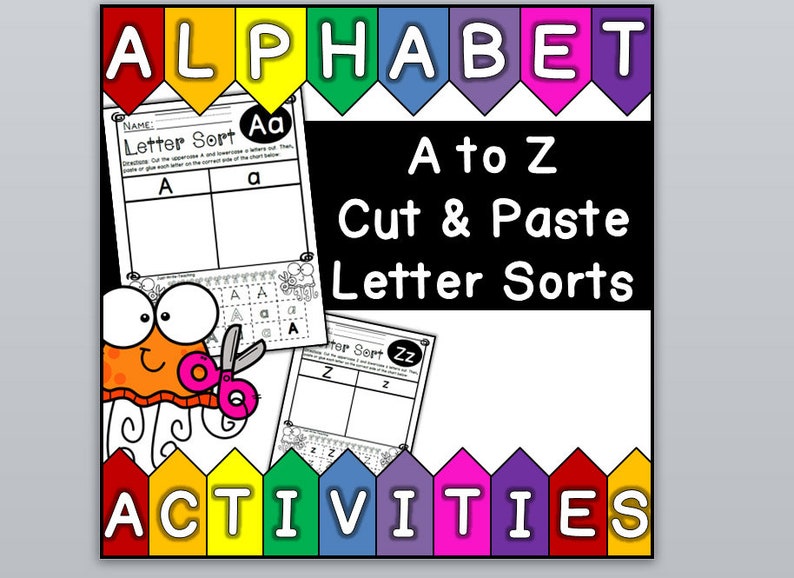 Letter Sort Cut and Paste - Alphabet Activities (26 Pages!) - Etsy
