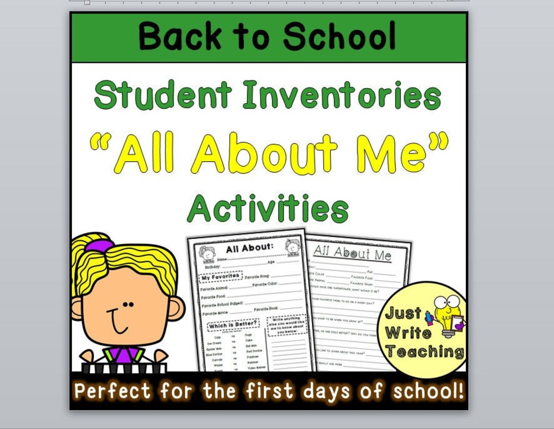 Student Inventories - Back to School Get to Know Me Activities - Etsy