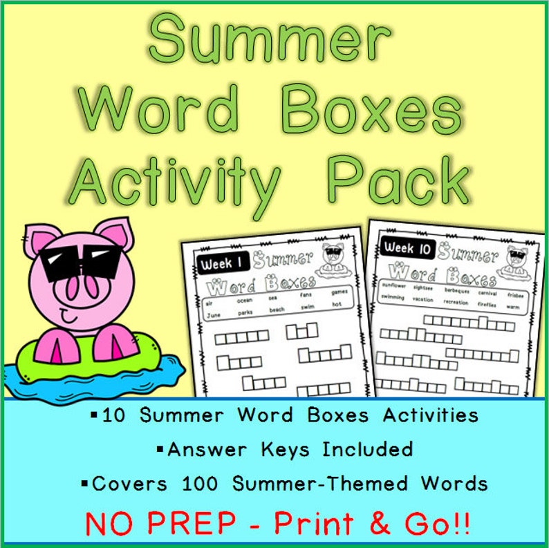 Summer Word Boxes Activity Pack - Etsy