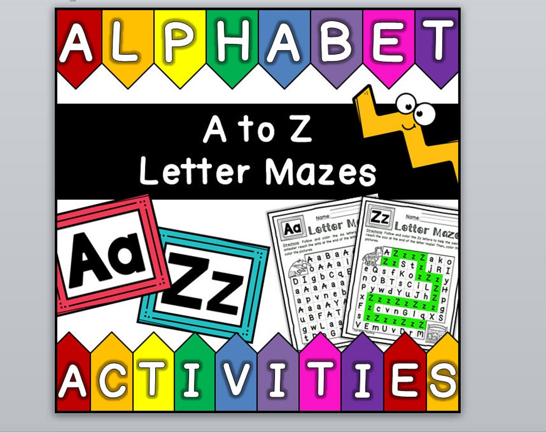 Letter Mazes - Alphabet Activities - A to Z Practice (52 Activities ...