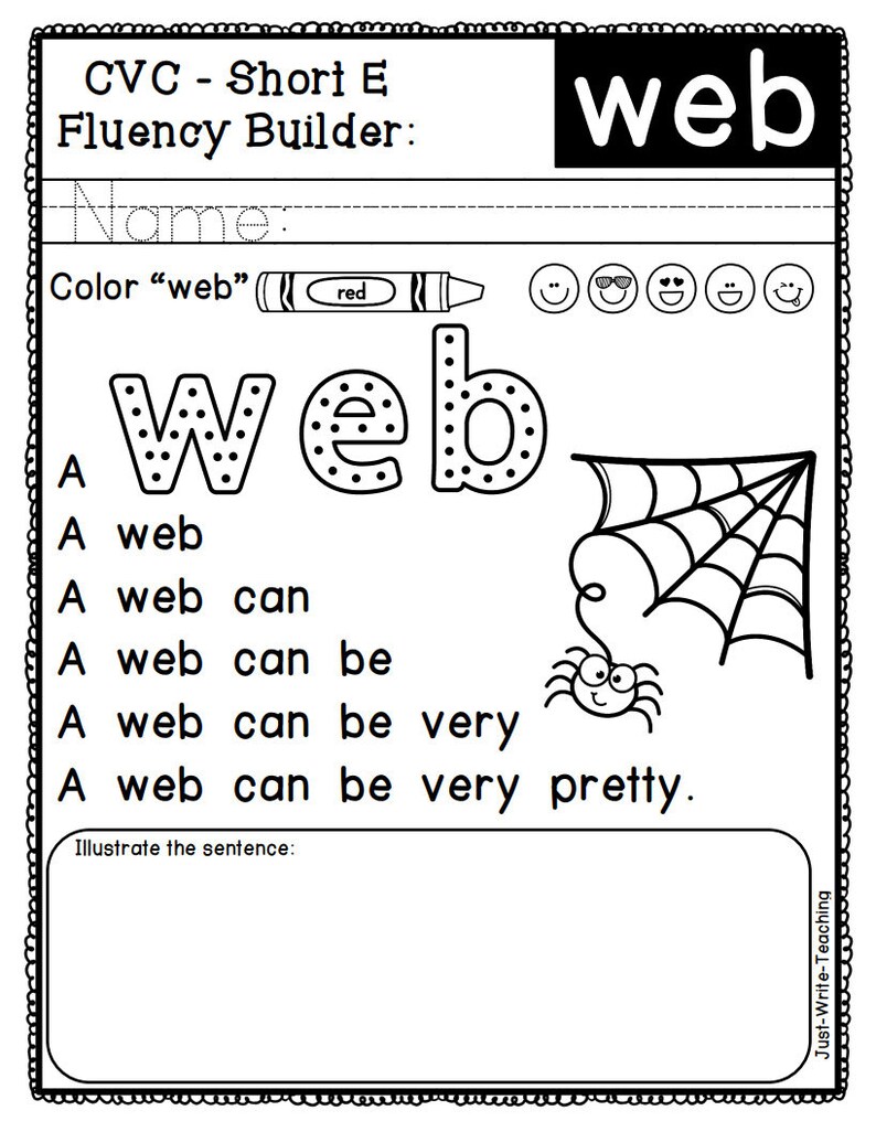 Reading Fluency Builders CVC Short E - Etsy