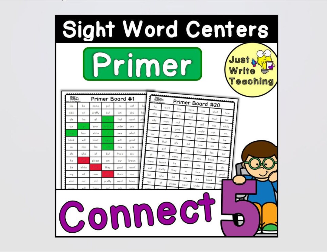 Connect 5 Primer Sight Words Game - Etsy