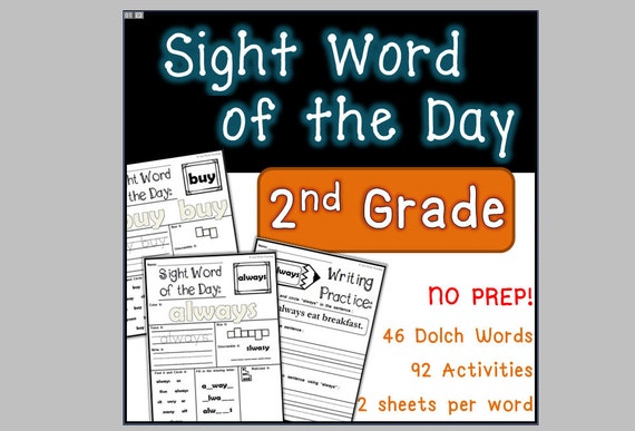 Sight Word of the Day Dolch Second Grade List 92 Activities | Etsy