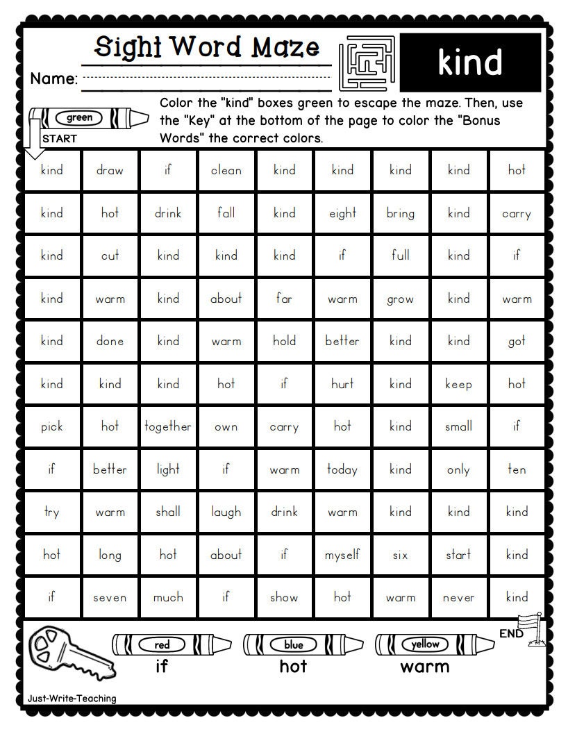 Third Grade Sight Word Mazes - Etsy